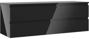 Mexen Orio koupelnová skříňka pod umyvadlo 140 cm s deskou, 2 zásuvky, černý lesk - 91A10-14047-2-BFFC70