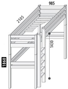 Palanda horní spaní-jednolůžko Domestav D907 Materiál: Smrk, Barevne provedení: Přírodní provedení