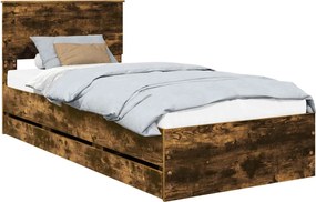 Rám postele s čelo Kouřový dub 90 x 200 cm Inženýrské dřevo 3410746