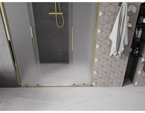 Mexen Velar L Duo, posuvné sprchové dveře do otvoru 160 cm, 8mm sklo námraza, zlatá lesklá, 871-160-003-32-50