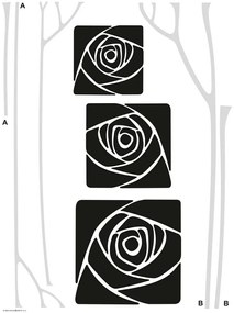 Samolepicí velourová dekorace Růže v rámu FL 0478 - 65 x 85 cm