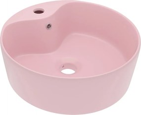 Luxusní umyvadlo s přepadem matné růžové 36 x 13 cm keramické 147032