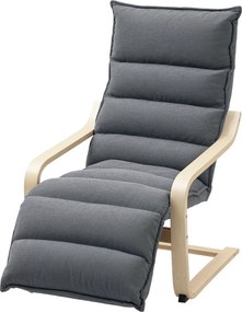 HOMCOM Tmavě šedé dřevěné relaxační křeslo s sametovým potahem, nastavitelný opěrka na nohy, moderní design pro obývací pokoj a lounge