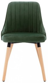 Jídelní židle 2 ks samet / buk Dekorhome Tmavě zelená