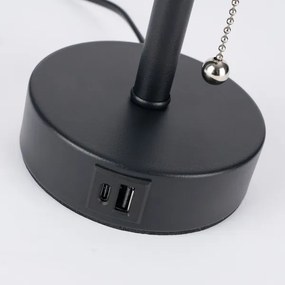 Brilagi - Stolní lampa s USB portem TABLON 1xE27/25W/230V černá/bílá