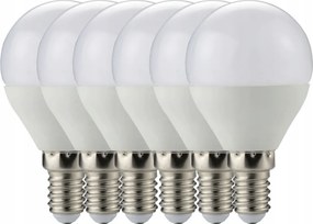 Sada 6 LED žárovek E14 7W G45 600lm 4500K - neutrální bílá