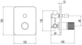 F-Design Ardesia, podomítková 2-výstupová vanová/sprchová baterie, černá matně-růžové zlato, FD1-ARD-7P-25