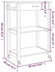 Servírovací stolek, kolečka, masivní borovice, bílá, dub, NoBi LEORANTA