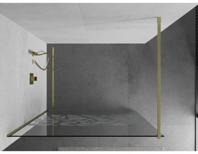 Mexen Kioto, sprchová zástěna Walk-In 130 x 200 cm, 8mm čiré sklo bílý vzor, ​​zlatý matný profil, 800-130-101-55-85