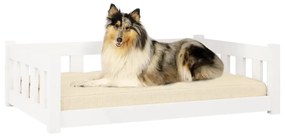 Pelíšek pro psy bílý 95,5 x 65,5 x 28 cm masivní borovice - Default Title