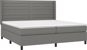 Box spring postel s matrací a LED tmavě šedá 200x200 cm textil 3138422