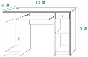 Patrová postel se skříňí, knihovnou a stolem UNITA, dub sonoma/bílá, PRAVÁ