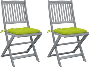 vidaXL Skládací zahradní židle s poduškami 2 ks masivní akáciové dřevo [3064553] Barva: krémová