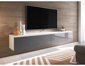 TV stolek Dlone 180, Barva: bílá + šedý lesk, Osvětlení: osvětlení LED - bílé