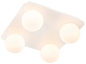 Moderní stropní svítidlo do koupelny bílé čtvercové 4-světlo - Cederic