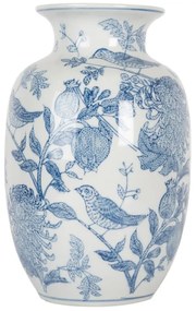 Keramická váza v čínském stylu s modrým dekorem s ptáčkem Jeltje I – 14x23 cm