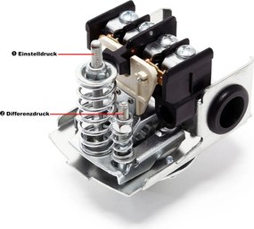 Tlakový spínač pro domácí vodárnu Wiltec SK-2 – 230 V, černá (50763)