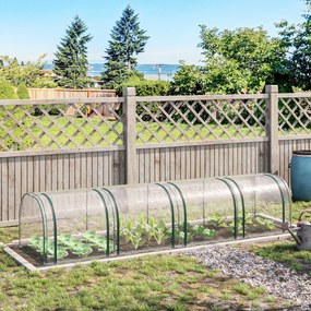 Outsunny Fóliový skleník Skleník s dveřmi Studený rám Rostlinná školka Rostlinný dům Fólie Ocel PVC Transparent 395 x 100 x 80 cm | Aosom