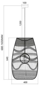 Lustr na lanku ARONA 1xG9/9W/230V pr. 40 cm černá
