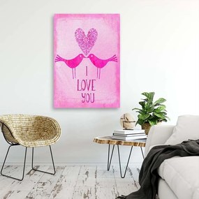 Gario Obraz na plátně Dva ptáci na růžovém pozadí s nápisem I Love You - Andrea Haase Rozměry: 40 x 60 cm