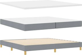 Postel s boxspringem s čelo Světle šedá 200 x 200 cm textil 3339021