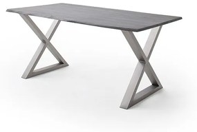 Jídelní stůl Calabria podnož X ocel Rozměr: doska akácie šedá, 2,5 cm 160 x 90