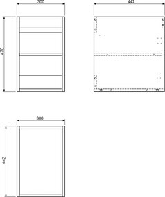Mexen Rivel, koupelnová skříňka 30 cm, 1 dvířka, s drážkami, šedá matná, 91A21-03047-1-BF62
