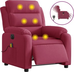 Elektrické masážní polohovací křeslo vínové samet 3205086