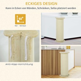 PawHut Kočičí Škrabací Sloupek 85cm Vysoký Škrabací Sloup se Siselovým Lanem, Ochrana proti Nákoncům Kočičí Škrabací Strom pro Středně Velké Kočky, K…