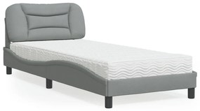 Postel s matrací Hvar světle šedá 90 x 200 cm textil 3208506