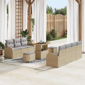 Sada zahradních pohovek 10 ks 9-Počet míst Béžová a Světle šedá 3364312