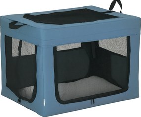 PawHut Skládací Batoh pro Zvířata s Horním Otevřením a Síťovinou - 69 x 51 cm - Modro Černý