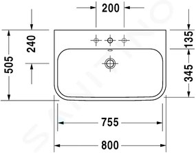 DURAVIT - Happy D.2 Umyvadlo nábytkové 800x505 mm, s 1 otvorem pro baterii, s WonderGliss, alpská bílá (23188000271)