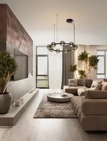 LED stmívatelný černo-zlatý moderní lustr Las 2