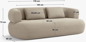 Pohovka z textilie bouclé v terakotové barvě 200 cm Jenny – Micadoni