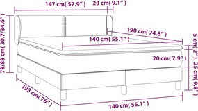 Box spring postel s matrací tmavě šedý 140 x 190 cm samet 3127428