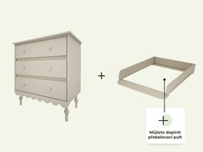 Úložná komoda se třemi šuplíky do dětského pokoje BABUSHKA olivová