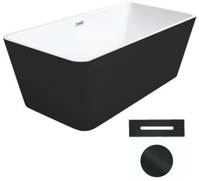 Besco Akrylátová volně stojící vana Evita BW 160x80 Barva: Bílá/černá, Rozměry (cm): 160x80, Typ a barva výpustě: Click-Clack s přepadem, chrom