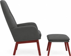 relaxační křeslo, s podnožkou, odpočinkové, masivní kaučukovník/kov/textil, 95x76x71 cm, nohy tmavé/tmavě šedá, Dekorino KR20260085