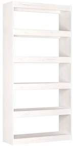 Petromila Knihovna / dělicí stěna bílá 80x30x167,4 cm masivní borovice