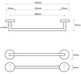 Sapho - Nástěnný věšák na ručníky X-ROUND 6,5x65,5 cm lesklý chrom