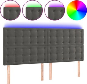 Čelo postele s LED tmavě šedé 200x5x118/128 cm samet 3122925