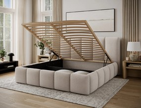 Postel Edvige + Dřevěný rám + plynový výtah + kontejner 140x200