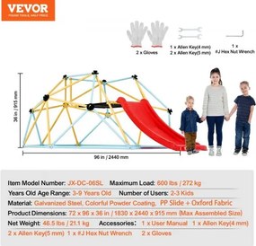 Lezecká kopule, 2,4 m geometrická kupole prolézačka se skluzavkou