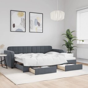Válenda s přistýlkou a zásuvkami tmavě šedá 80 x 200 cm samet 3196971