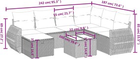 8dílná zahradní sedací souprava a podušky mix béžové polyratan 3264155