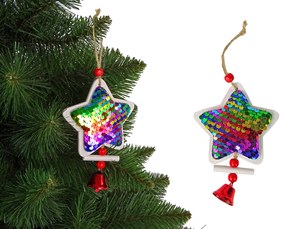 Vánoční hvězda s flitry Zvonilka - ozdoba na stromeček