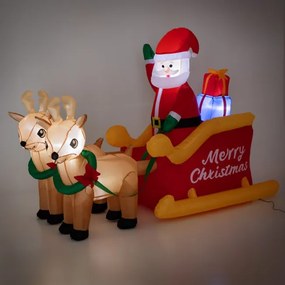Nafukovací Santa Claus na saních se sobíky 212 cm