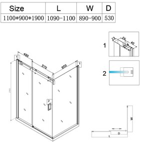 BPS-koupelny Obdélníkový sprchový kout HYD-OK202B 110x90 chrom/transparent - bez vaničky