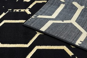 Dywany Łuszczów, Kusový koberec Gloss 407C 86 black/gold, 160x220, černá, chodba / předsíň
